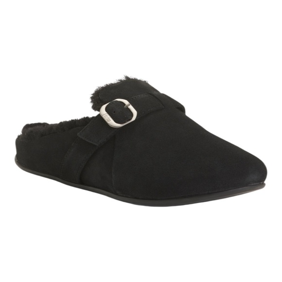 Fitflop | Shoes | Fitflop All Black Chrissie Adjustable Shearling Lined ...